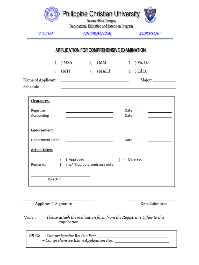 Application Form For Compre | PDF
