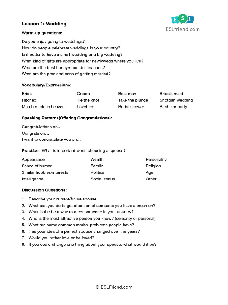 Int02.Lesson01.Wedding | PDF