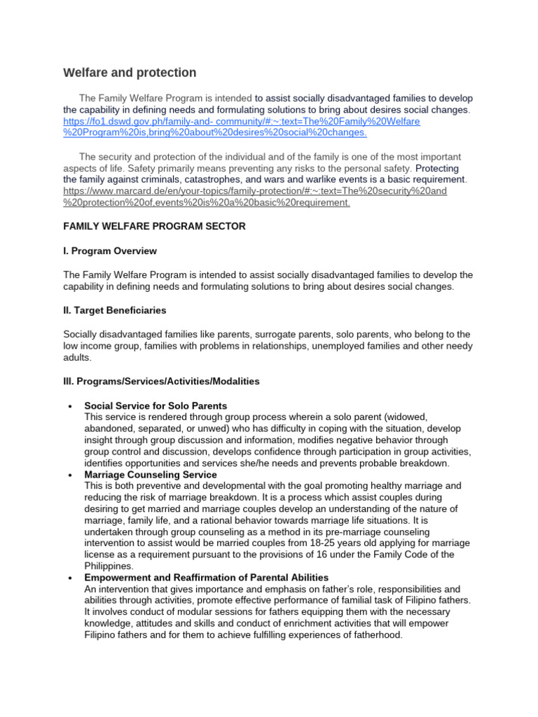 Welfare and Protection | PDF | Parenting | Social Exclusion