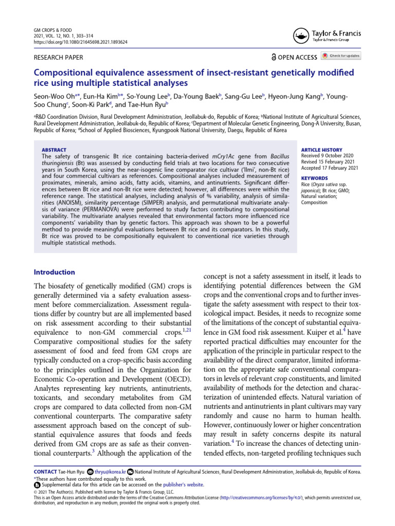 Compositional equivalence assessment of insect-resistant genetically modified_2021_Oh et al ...