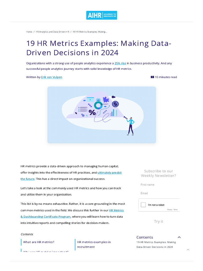 19 HR Metrics Examples_ Making Data-Driven Decisions in 2024 - AIHR | PDF | Employee Retention ...