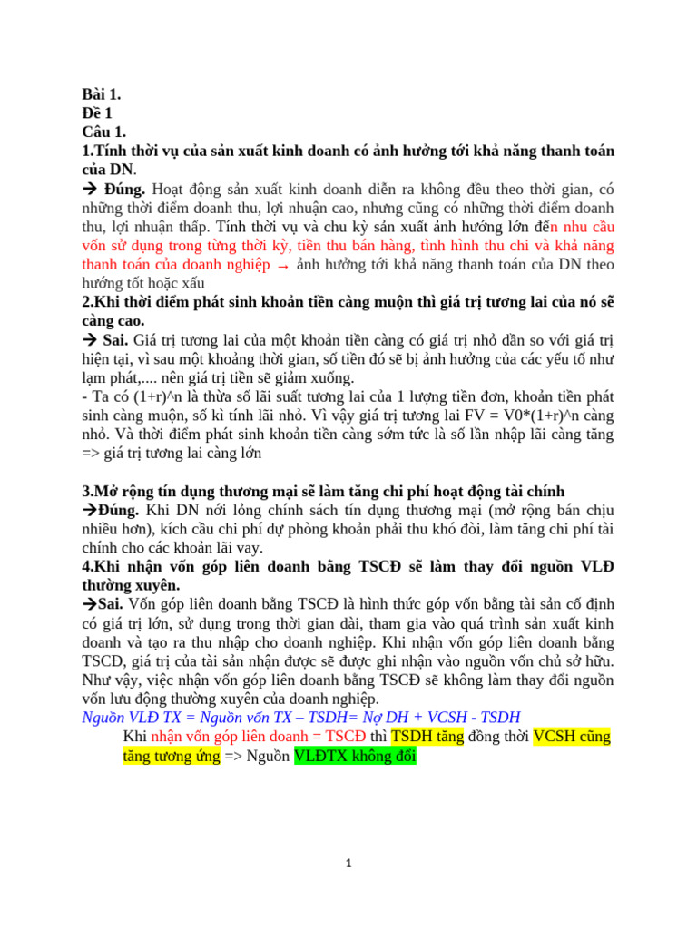 Ôn Ktra 2 - QTTCDN | PDF