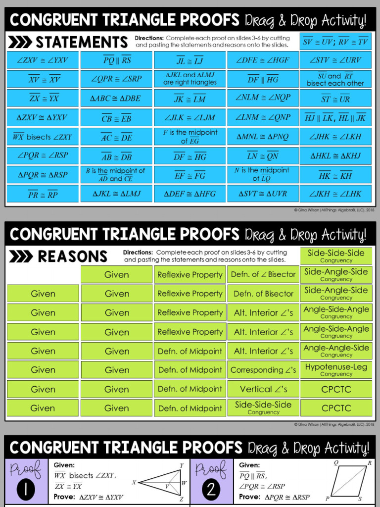 Copy of Congruent Triangle Proofs Drag & Drop Activity | PDF