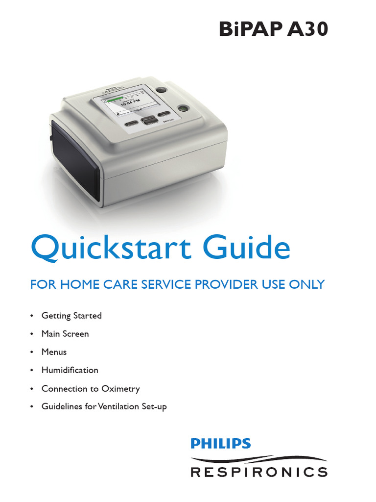 BiPAP A30 - Quickstart Guide English | PDF | Body Mass Index | Menu ...