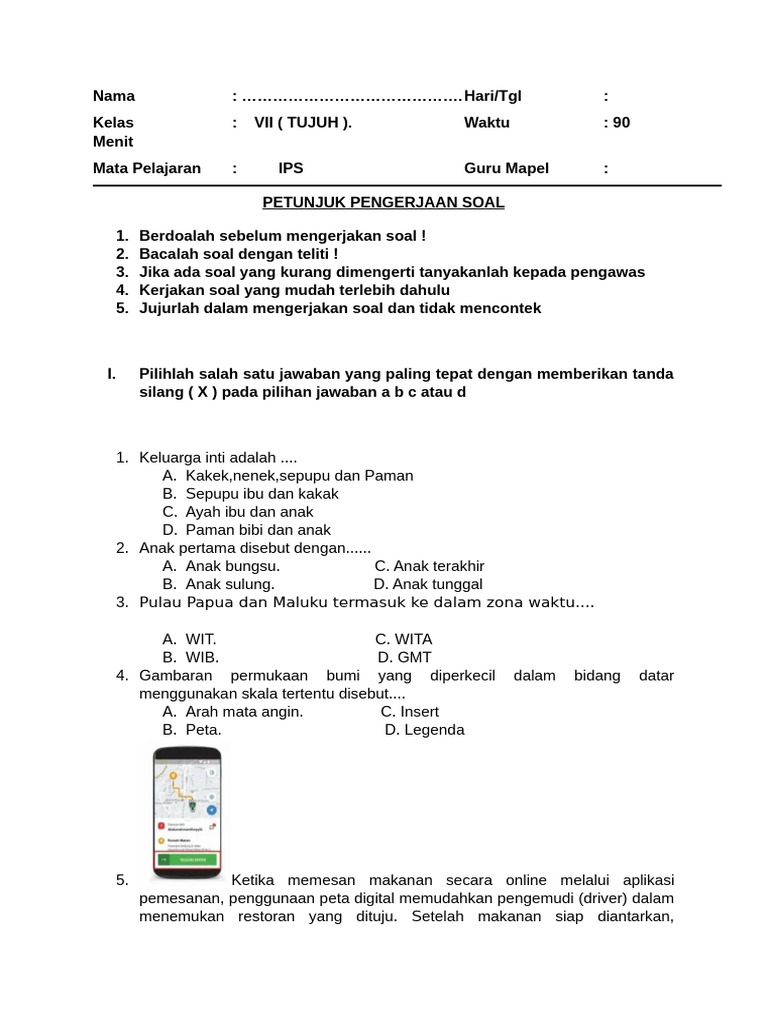 Soal Ujian Kelas 7 IPS | PDF