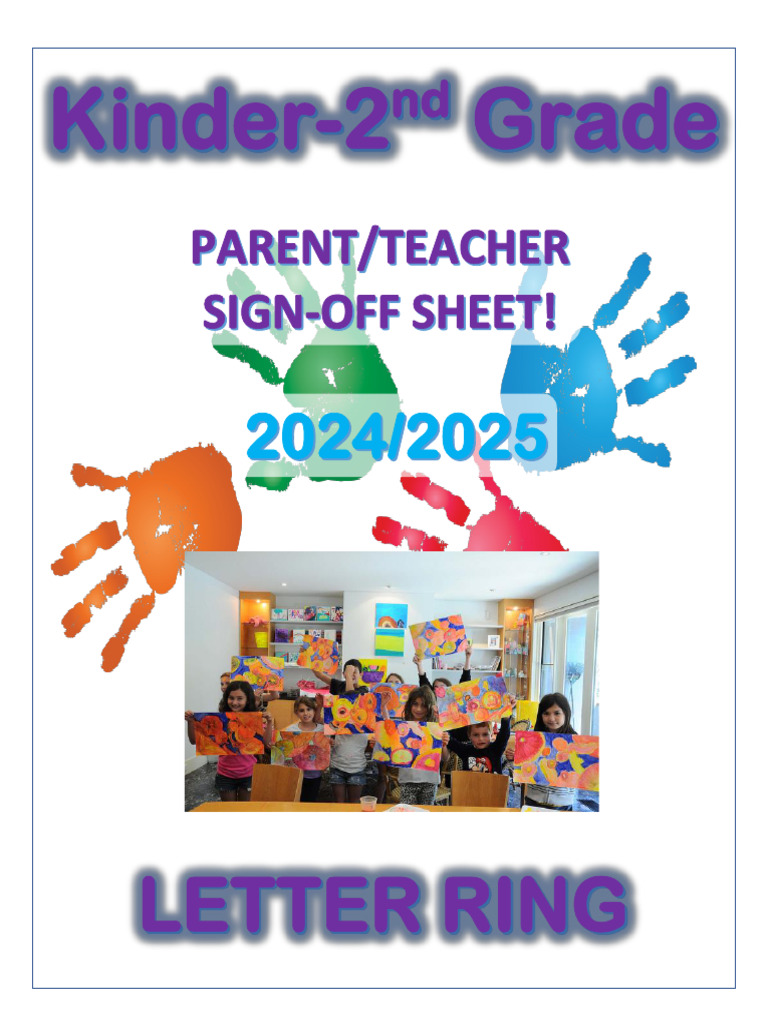 Kindergarten Letter Ring Parent Sign-Off Sheet Packet 24-25 | PDF ...