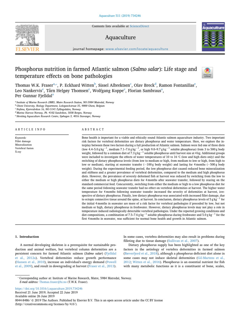 Phosphorus Impact on Salmon Bone Health | PDF | Vertebral Column ...