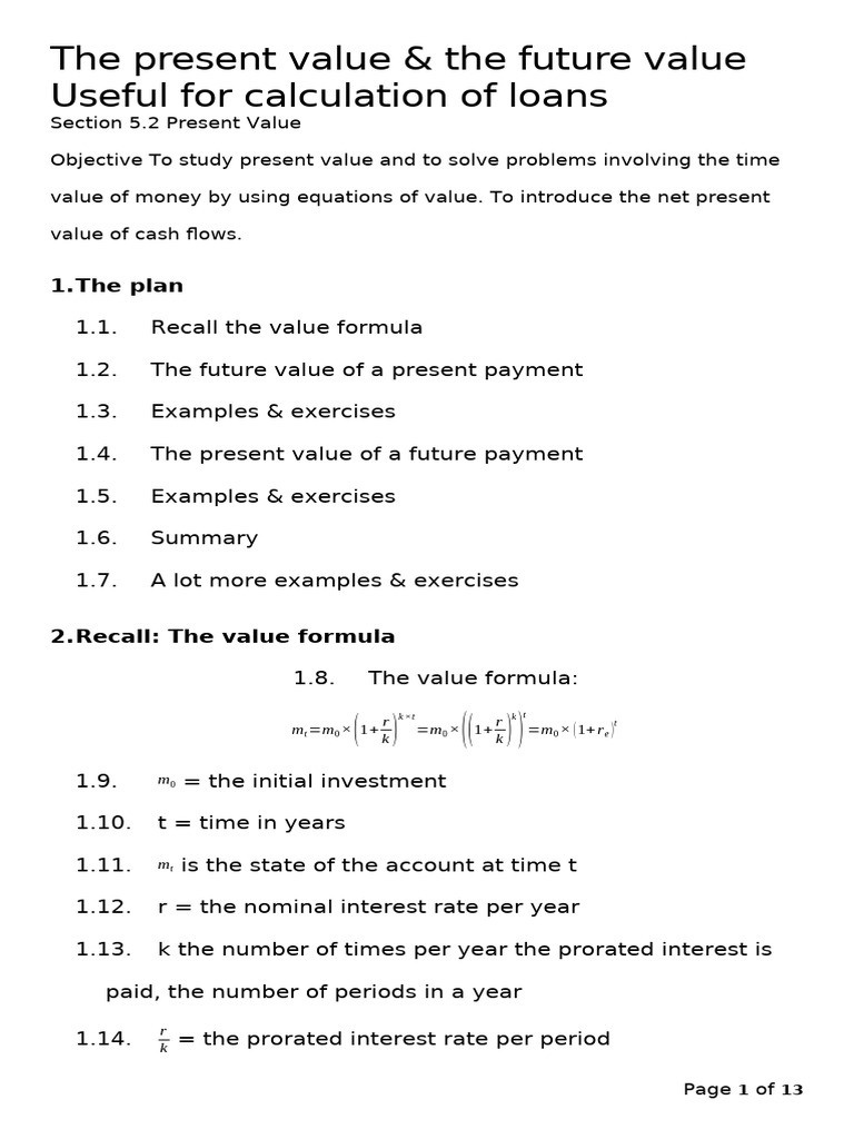 The present value | PDF | Present Value | Interest
