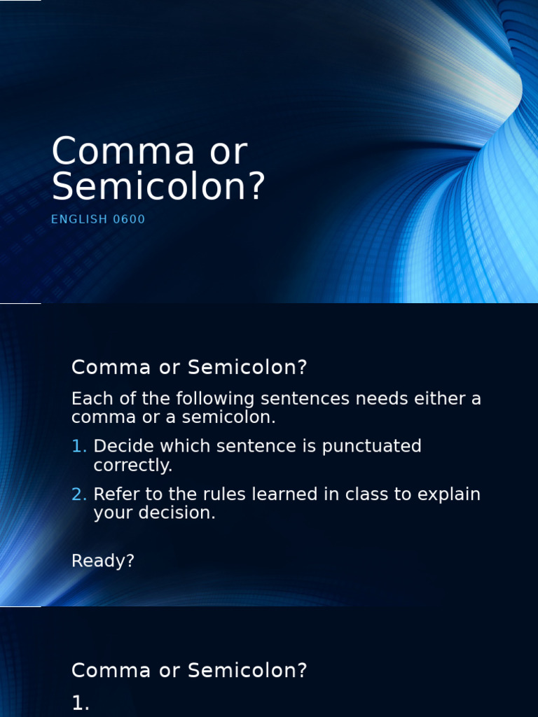 Comma or Semicolon, Summary Writing | PDF | Comma | Writing