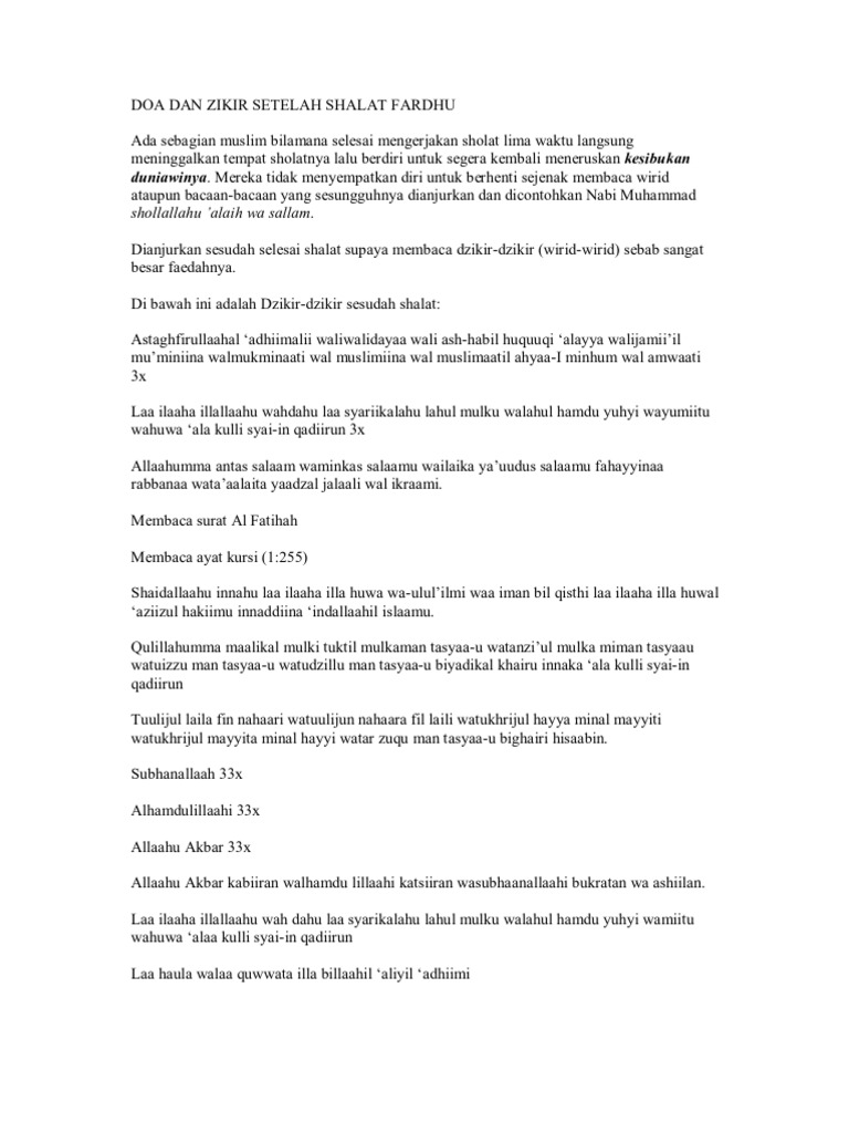 Doa Dan Zikir | PDF