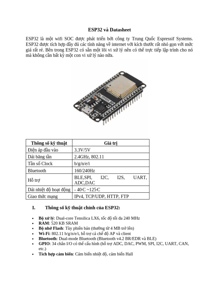 ESP32 Và Datasheet | PDF