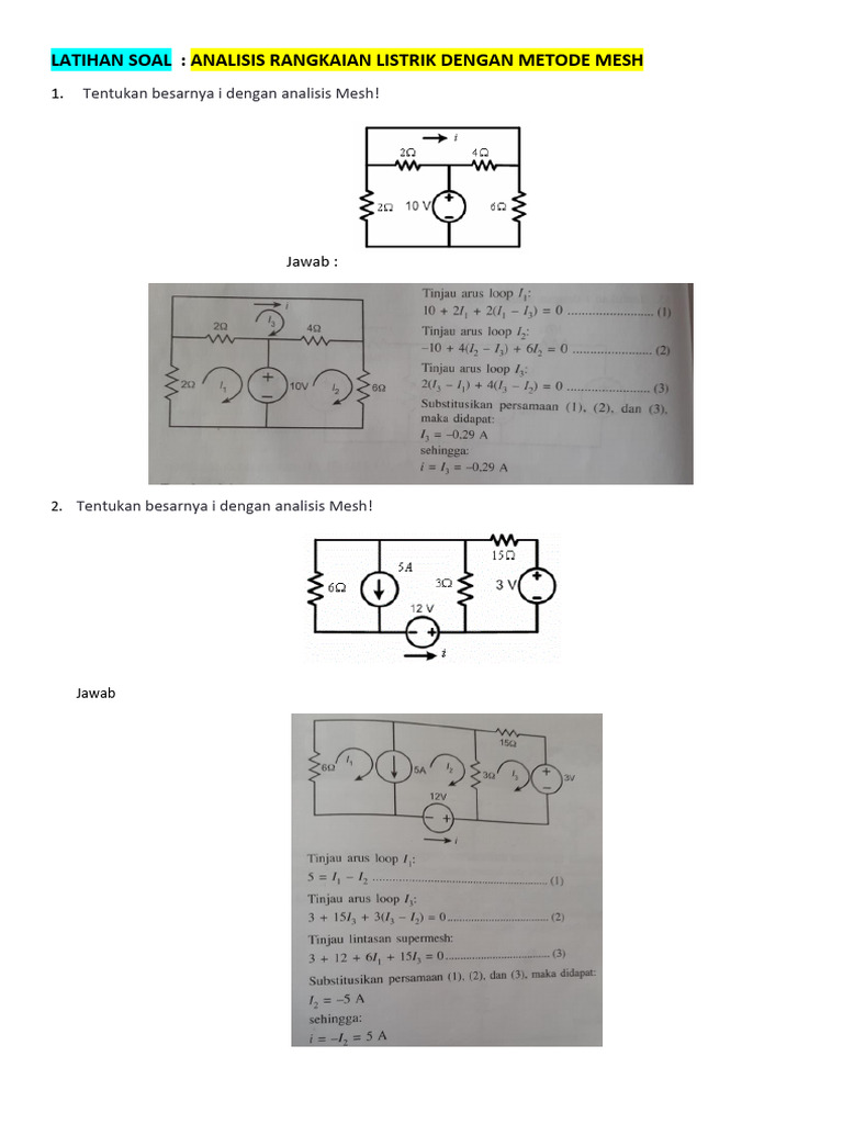 Analisis Mesh Rangkaian Listrik | PDF