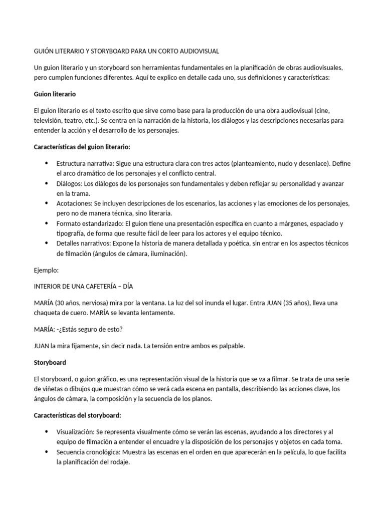 Guión Literario y Storyboard para Un Corto Audiovisual | PDF | Narración