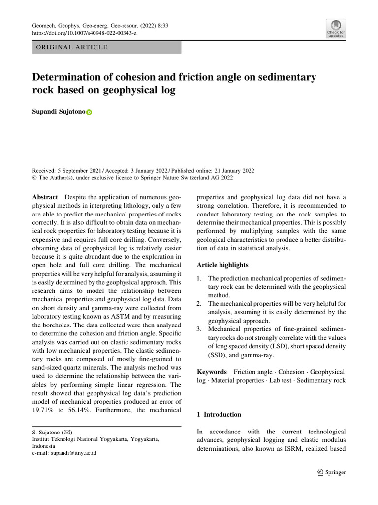 Cohesion and Friction in Sedimentary Rock | PDF | Rock (Geology ...