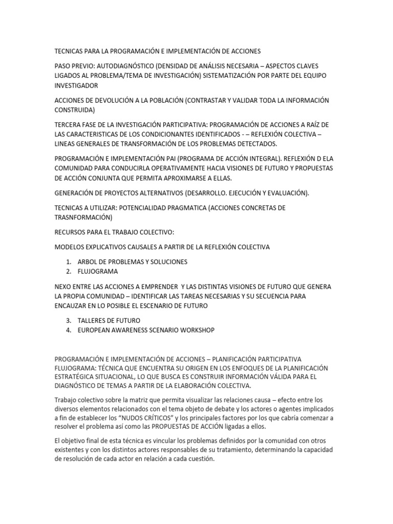 Tecnicas para La Programación e Implementación de Acciones | PDF ...