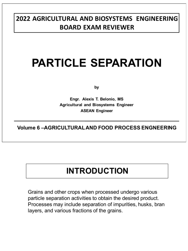2021 - AFPE - PPT - Chap10 - Particle Separation | PDF | Cereals | Rice