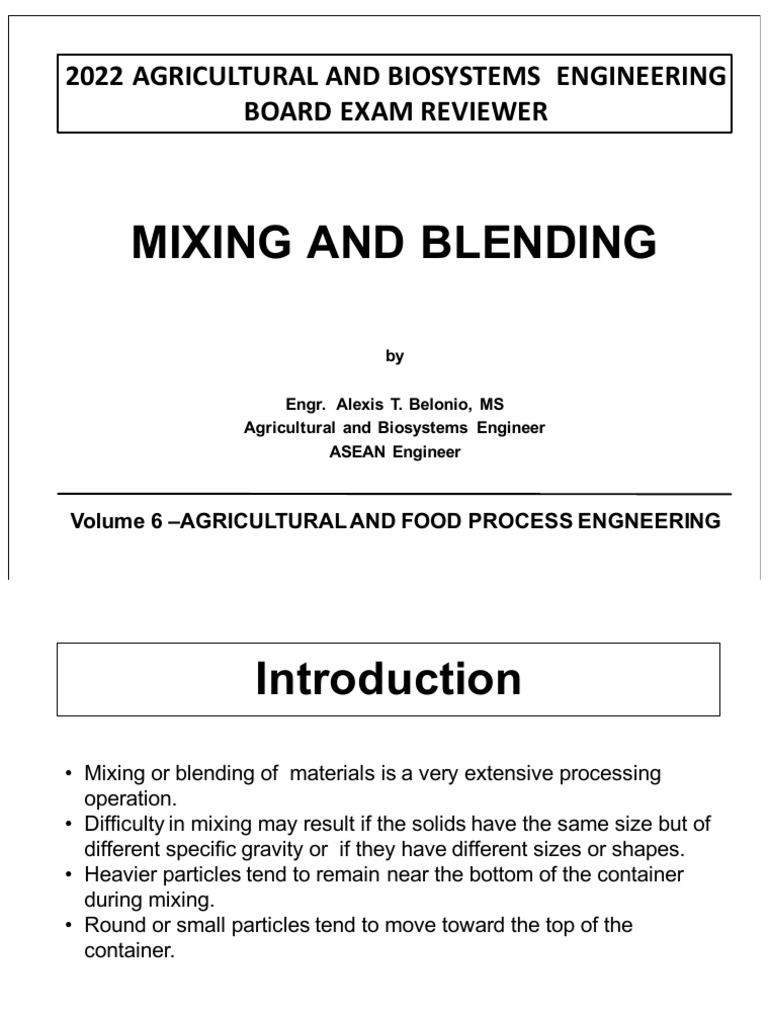 2021 - AFPE - PPT - Chap11 - Mixing and Blending | PDF | Industrial Processes | Secondary Sector ...