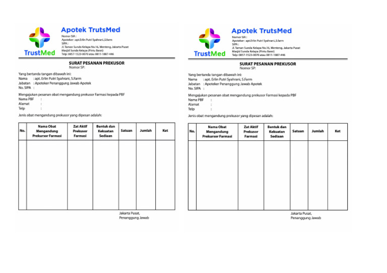 SURAT PESANAN PREKURSOR | PDF
