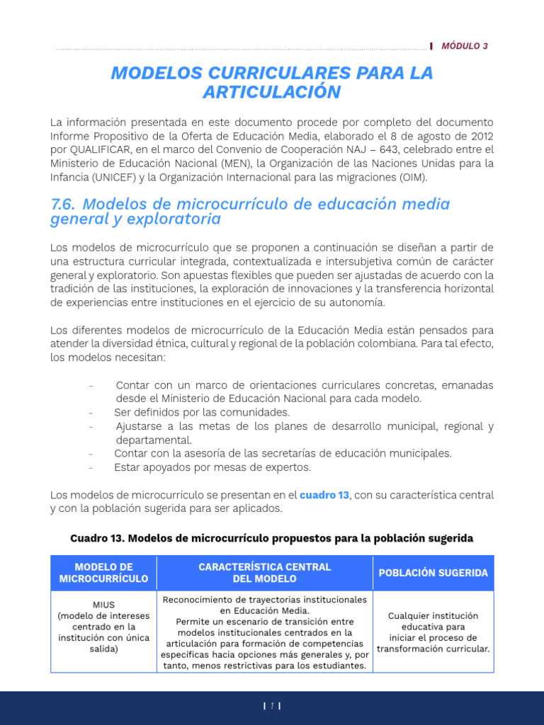 Modelos Curriculares para La Articulación: 7.6. Modelos de ...