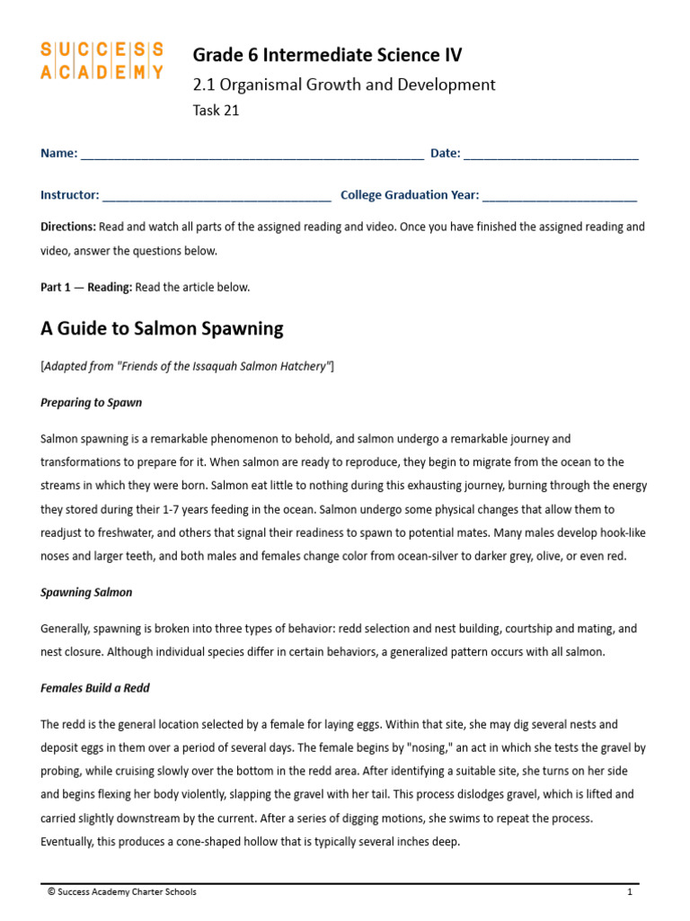 Salmon Spawning: Growth & Reproduction | PDF | Spawn (Biology) | Salmon