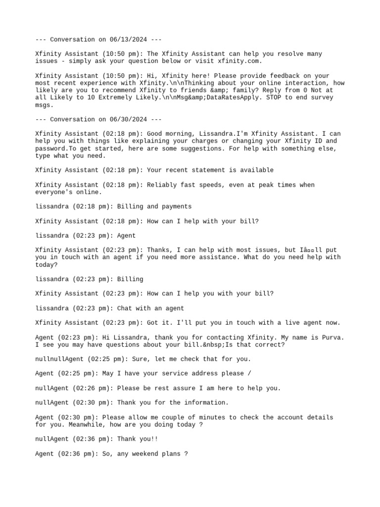 Xfinity Assistant Transcript | PDF | Payments | Credit Card