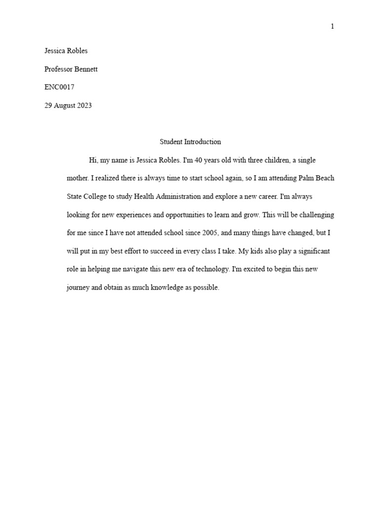 Student Introduction | PDF