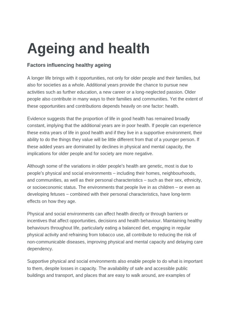 Factors Influencing Healthy Aging | PDF