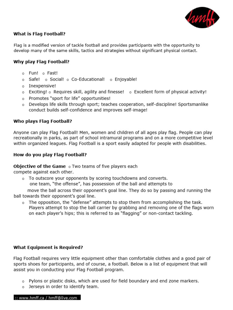 INTRODUCTION-TO-FLAG-FOOTBALLL | PDF | Quarterback | Gridiron Football