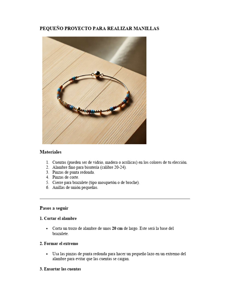 Pequeño Proyecto para Realizar Manillas | PDF