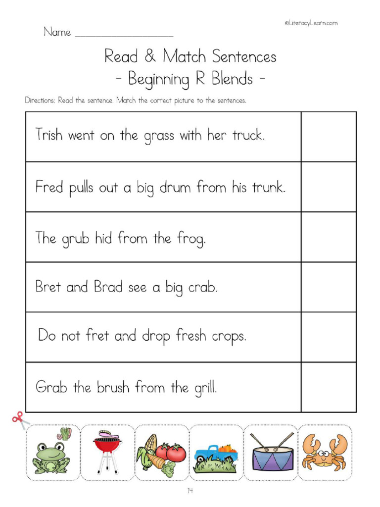 R-Blends-Sentences-LiteracyLearn.com | PDF