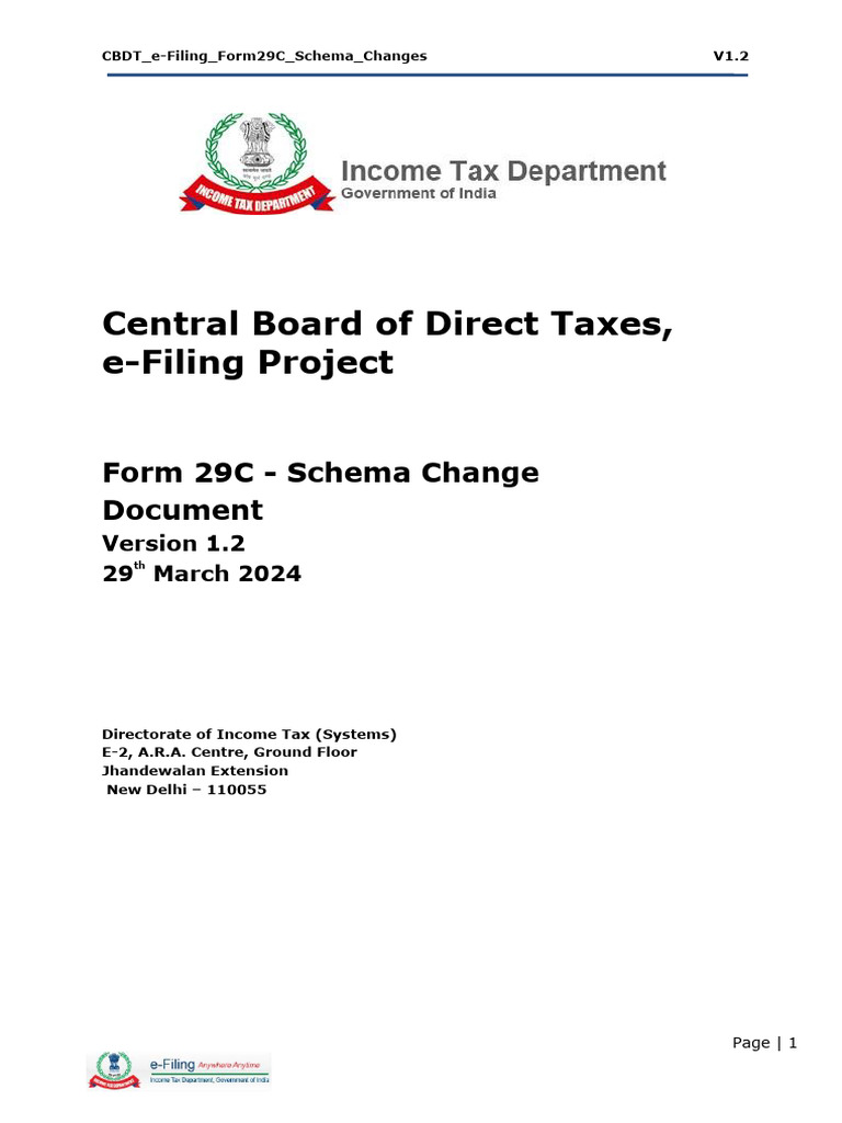CBDT_e-Filing_Form 29C_Schema_Change_Document_V1.2 | PDF | Computing ...