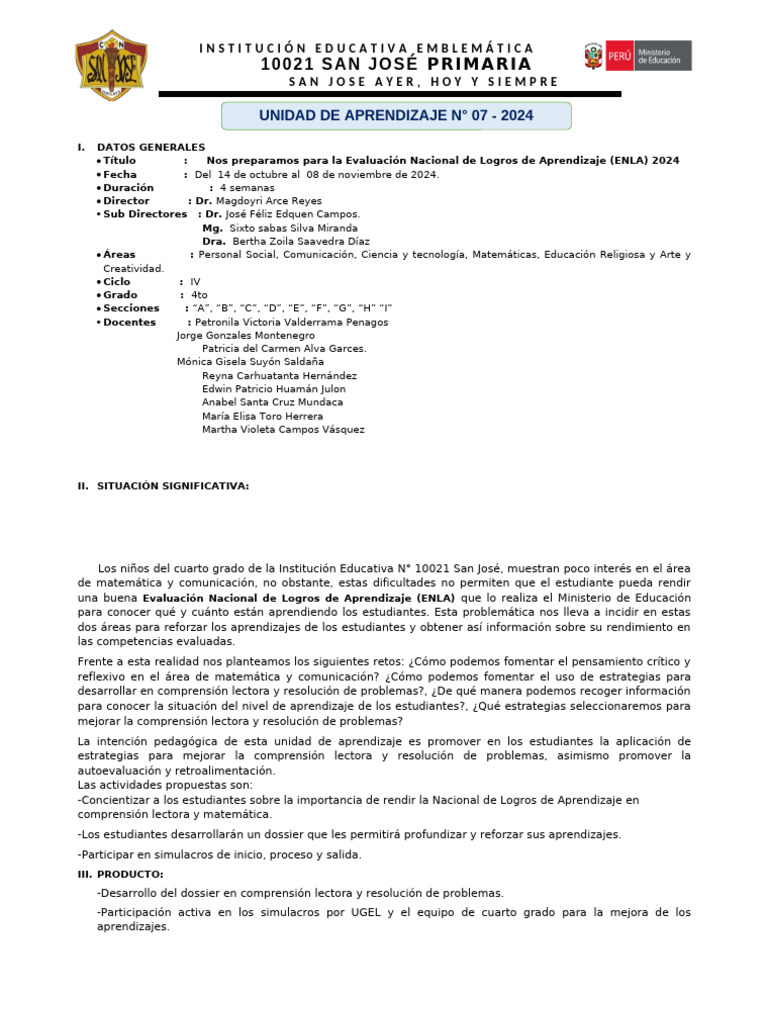 Unidad de Aprendizaje N 7 | PDF | Geometría | Comprensión lectora