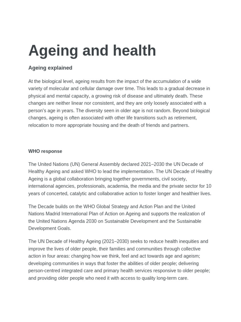 Ageing and Health WHO Response | PDF