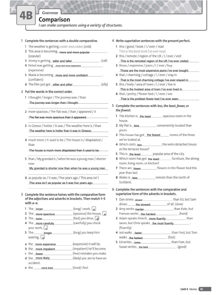E-Learning Grammar Practice Unit 4B-4D - 6 | PDF