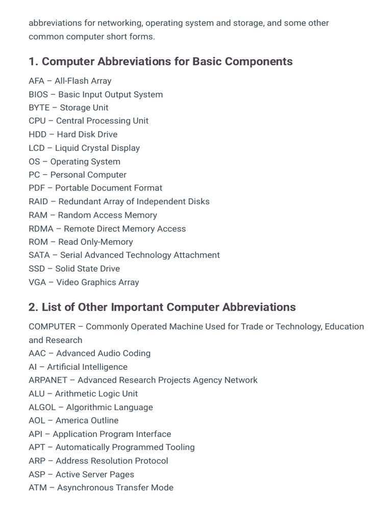 Bank Exams - Computer Related Terms Abbreviations, Computer Knowledge | PDF | Computer Data ...