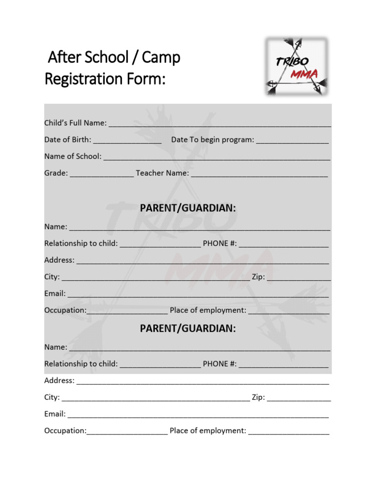 After School Camp Form | PDF