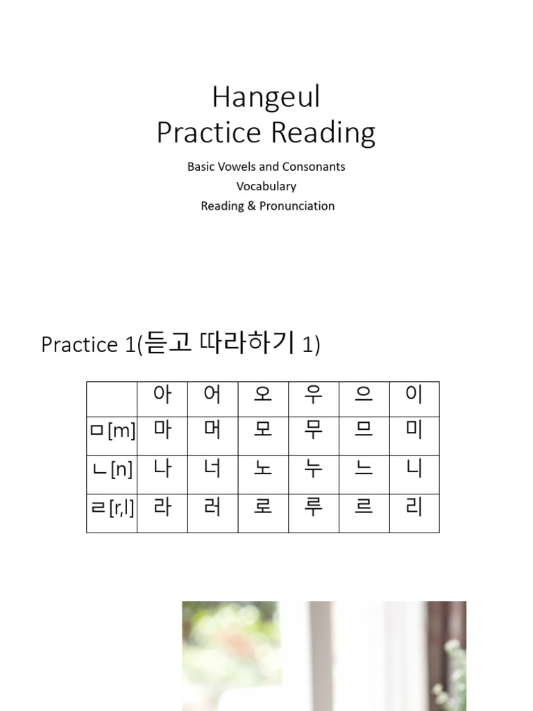 Hangeul Practice Reading | PDF