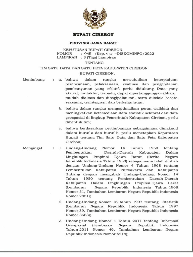 2. SK Tim satu Data dan Satu Peta Kab. Cirebon | PDF