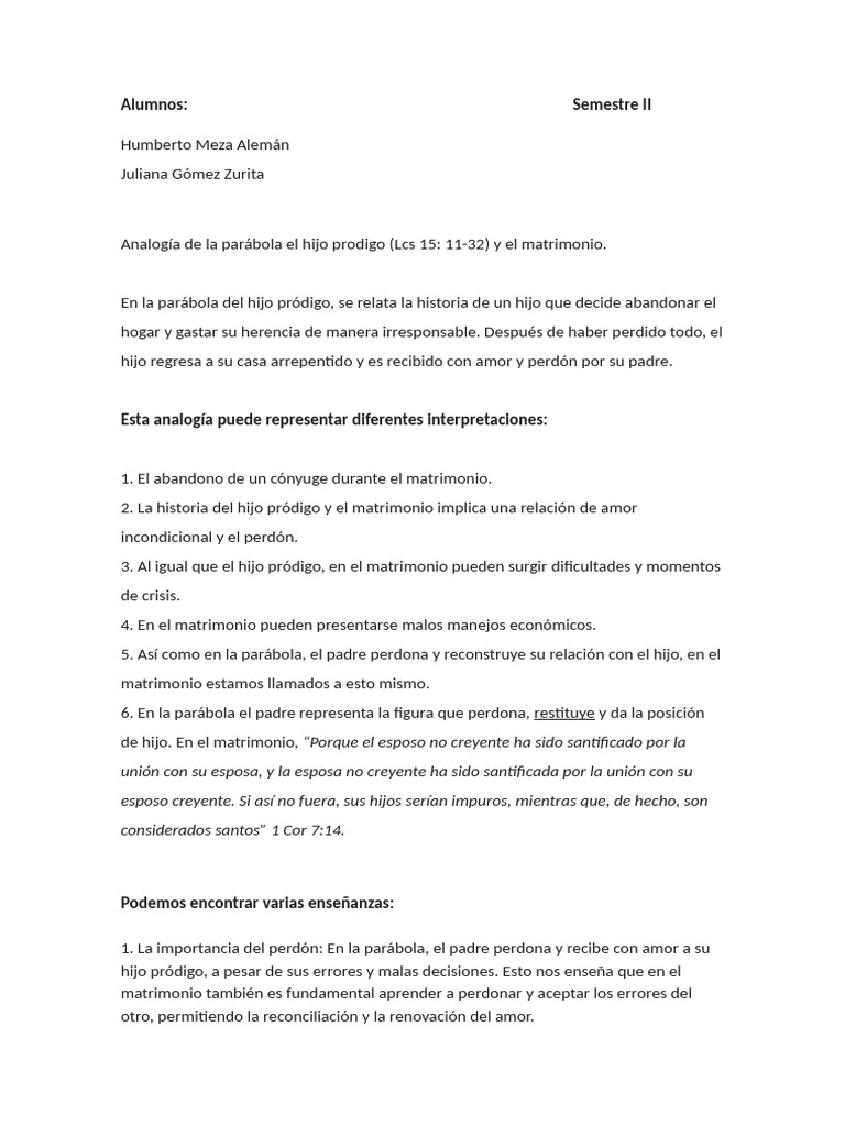 Parábola Del Hijo Pródigo | PDF