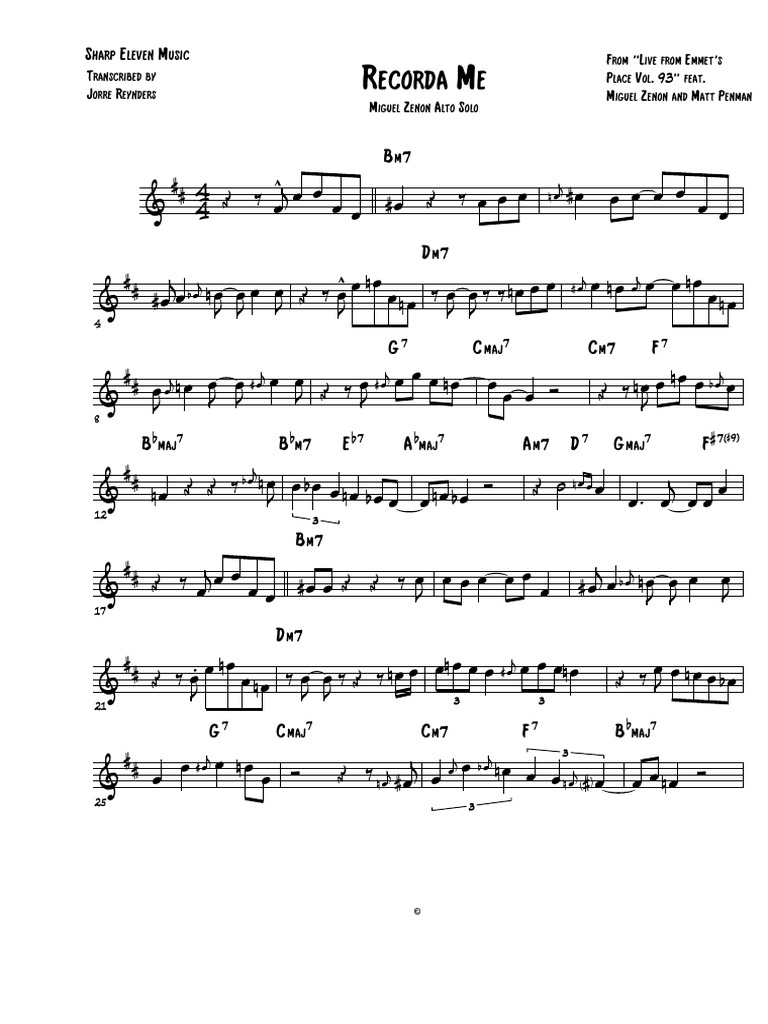 Recorda Me (Bb-Instruments) | PDF