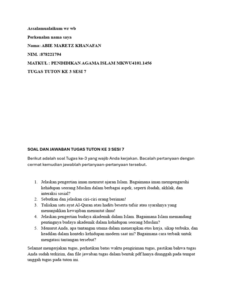 Tugas Tuton Ke3 Pai | PDF