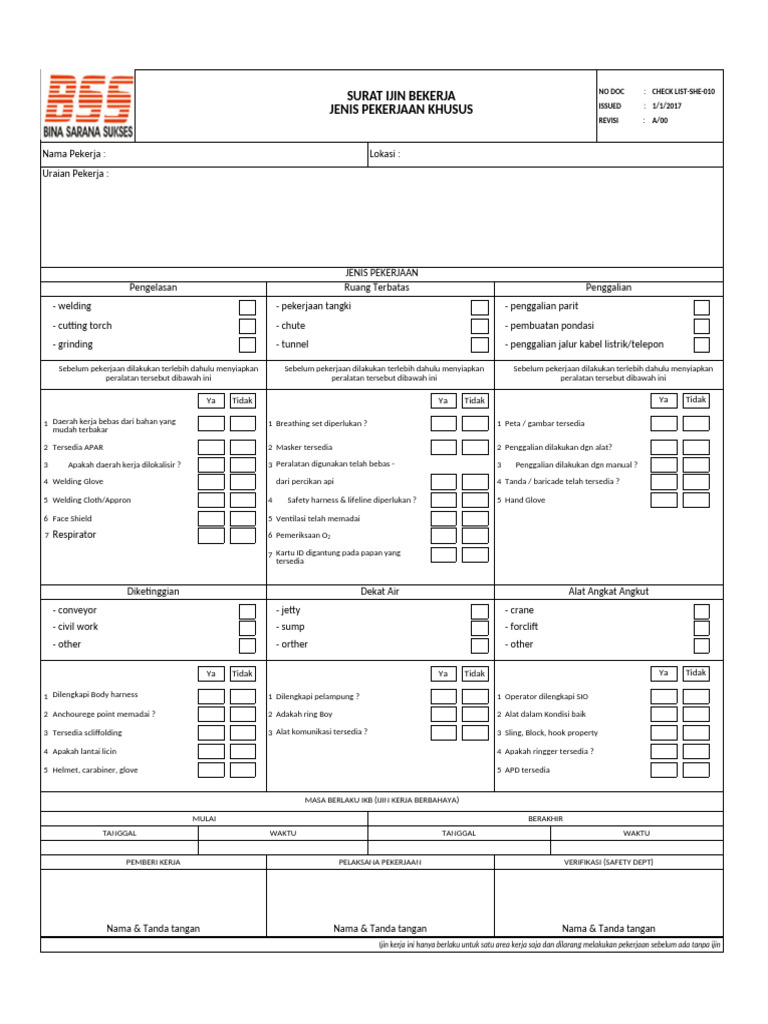 Checklist Keselamatan Kerja Pengelasan | PDF