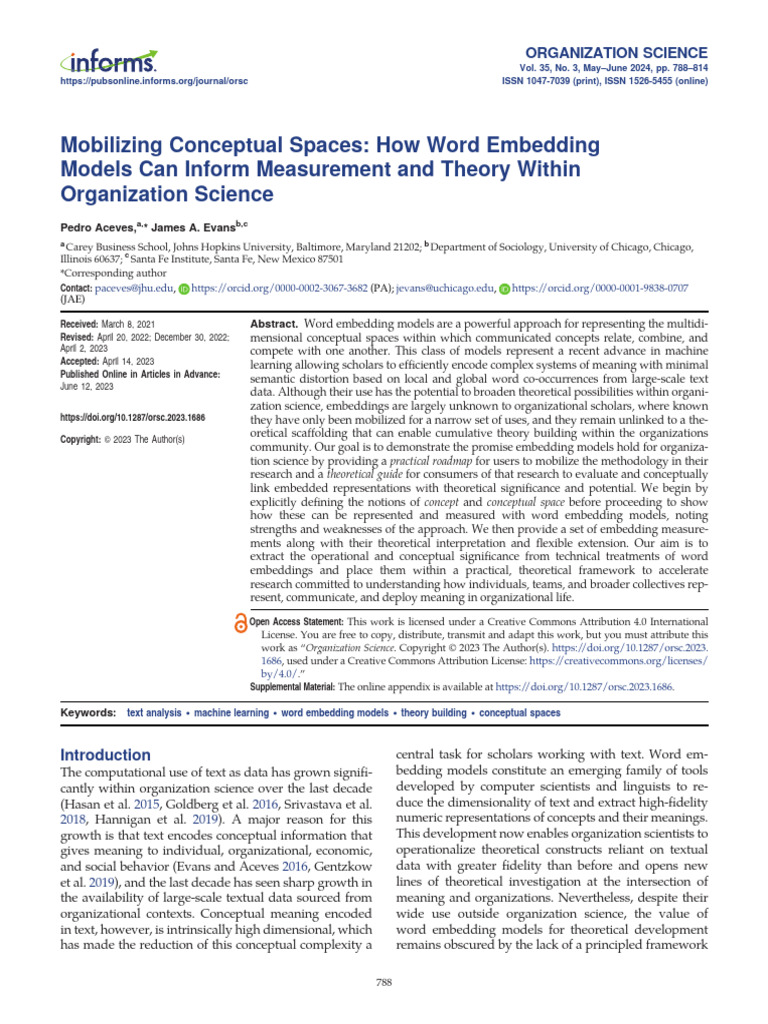Aceves Evans 2023 Mobilizing Conceptual Spaces How Word Embedding Models Can Inform Measurement ...