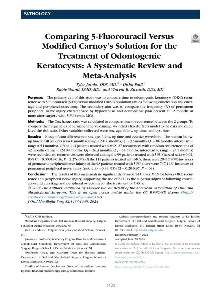 Comparing 5 Fluorouracil Versus Modified Carnoy's | PDF | Meta Analysis ...