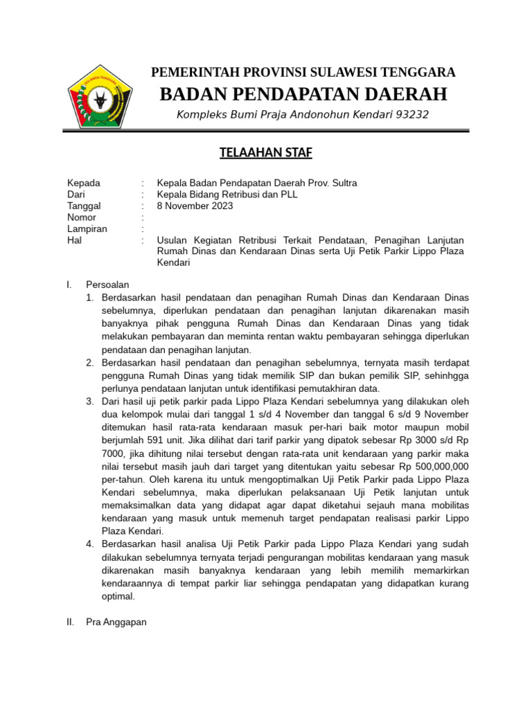 Telaahan Staff | PDF