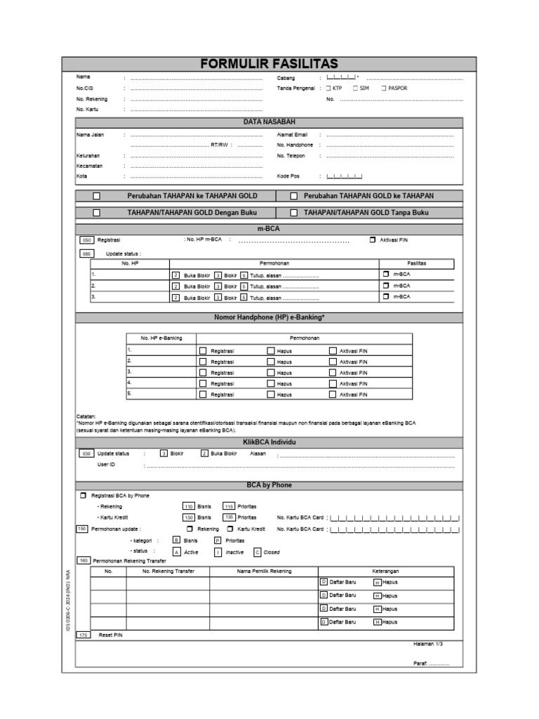 Formulir Fasilitas | PDF