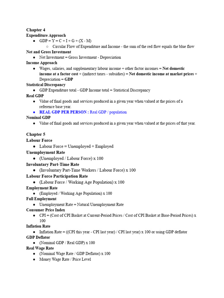 Econ 1022B Formula Sheet | PDF