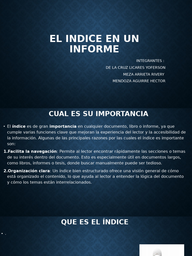 Importancia del Índice en Informes | PDF | Información