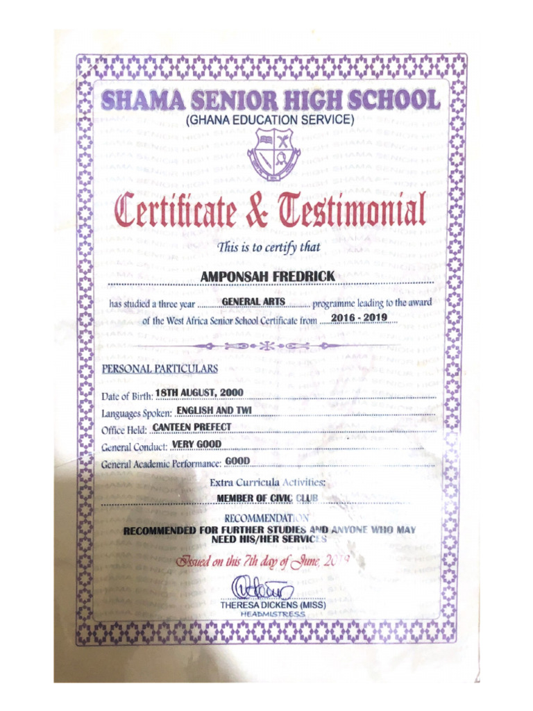 Shama Senior High School 2 | PDF
