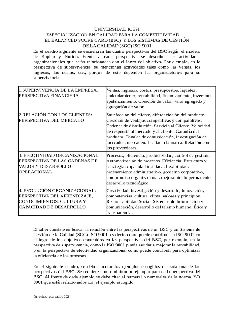 BSC Vs SGC | PDF | Calidad (comercial) | Business